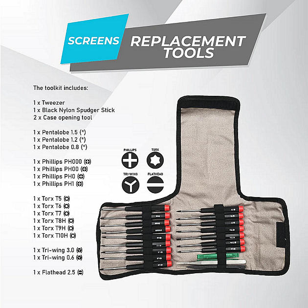 8" Precision Screen Replacement Toolkit 20 Piece Pro Set For Phones ...